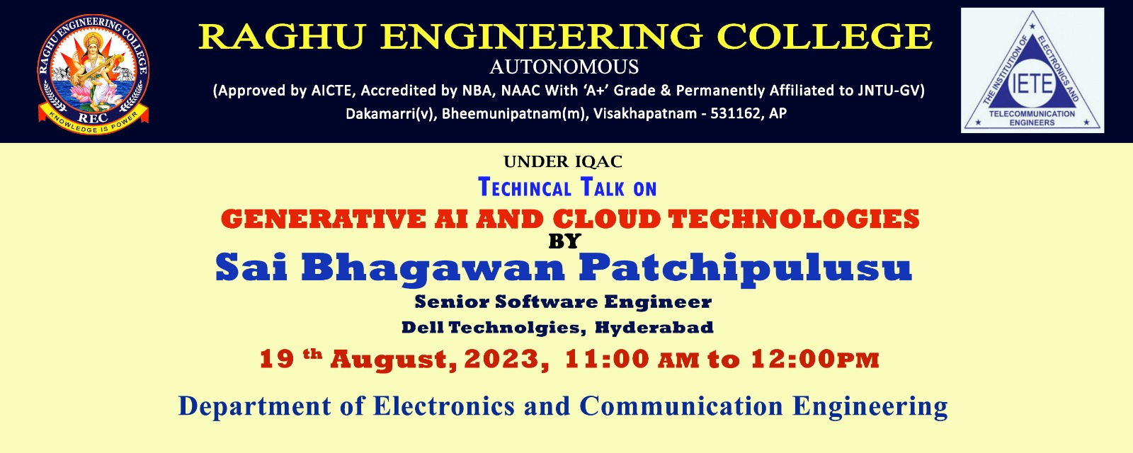 Technical Talk By Mr.Sai Bhagawan Patchipulusu - Raghu Engineering ...